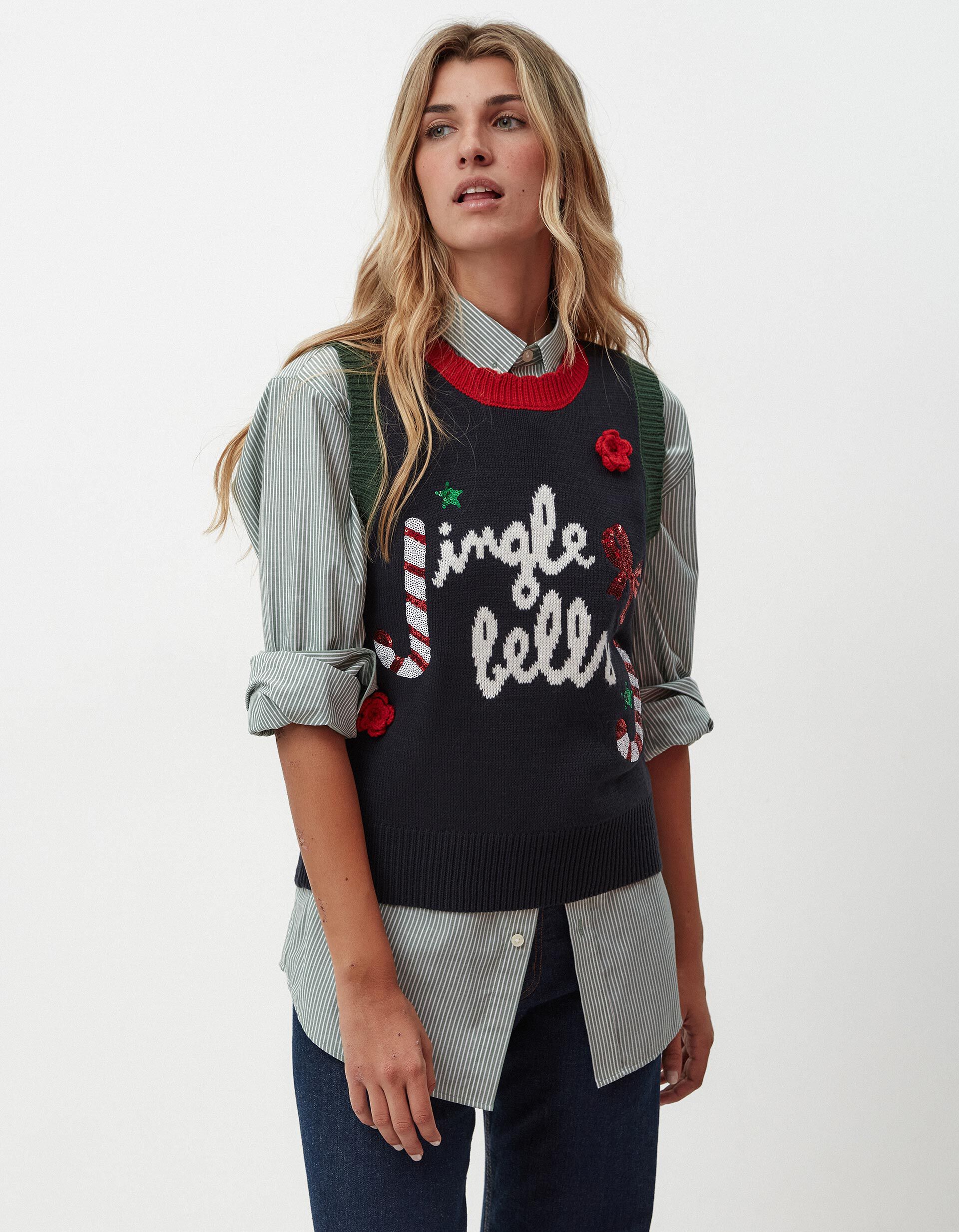 Colete de Malha Natal, Mulher, Azul Escuro | MO Online