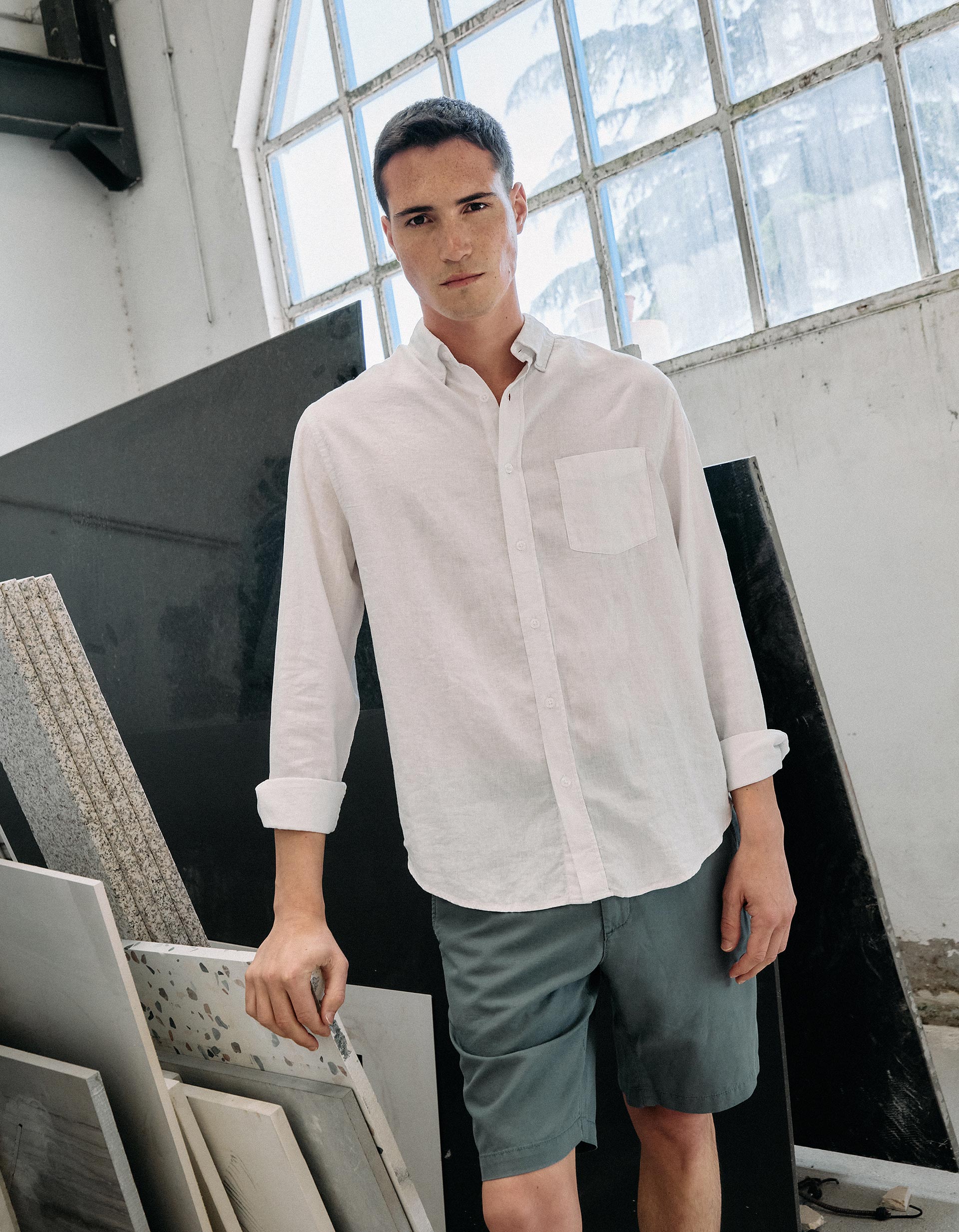 Camisa com Linho, Homem, Branco | MO Online