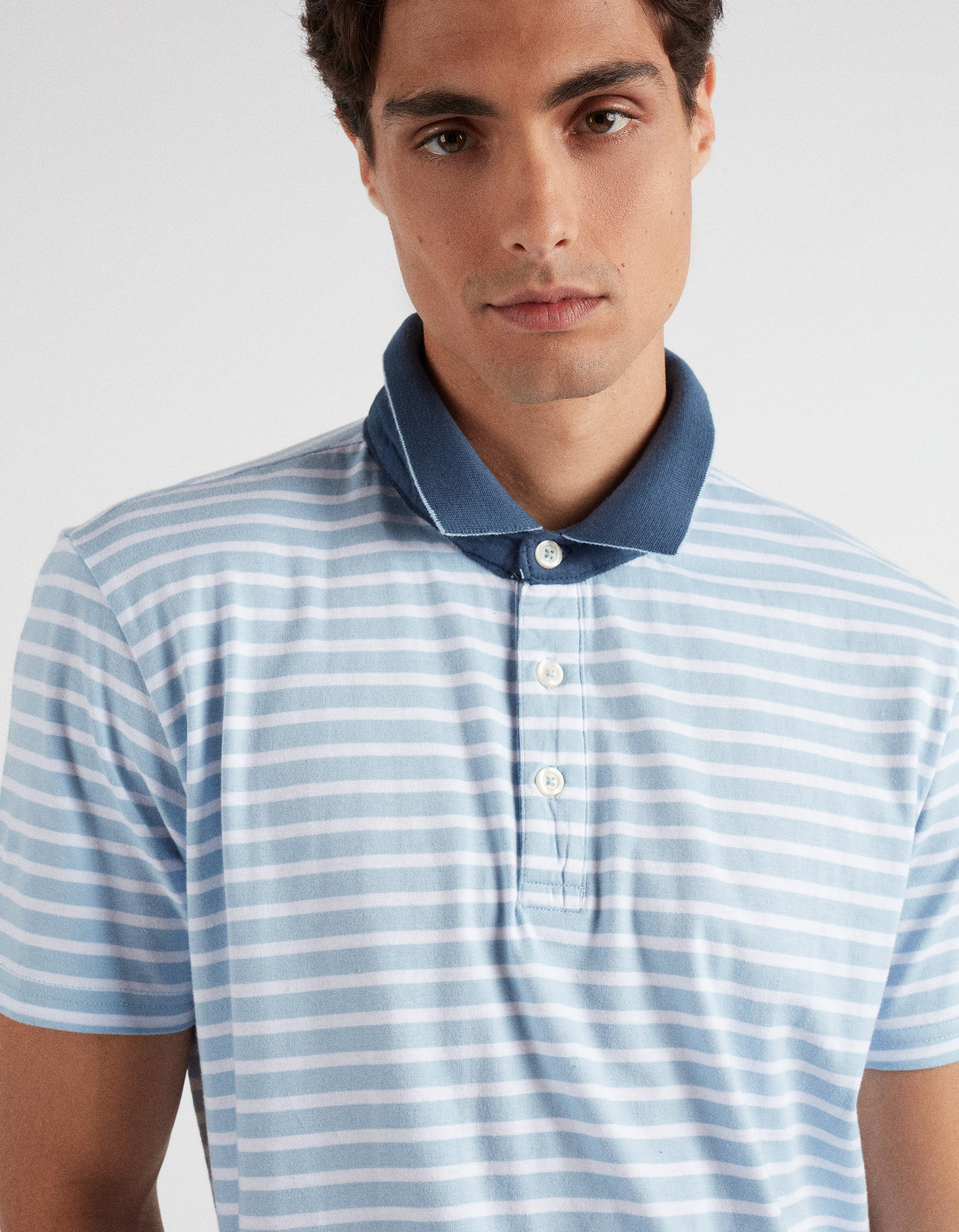 Striped Polo Shirt, Men, Light Blue | MO Online