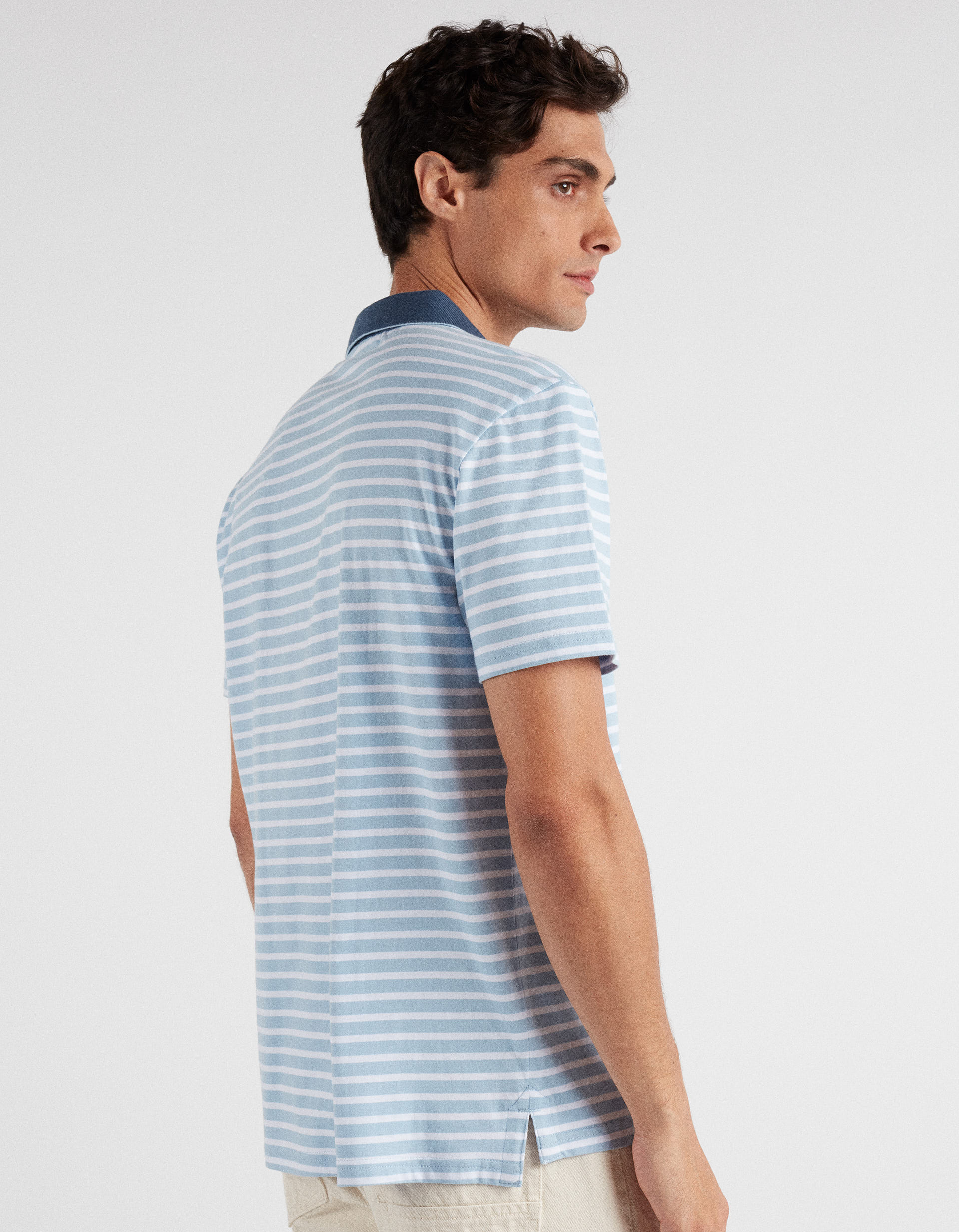 Striped Polo Shirt, Men, Light Blue | MO Online